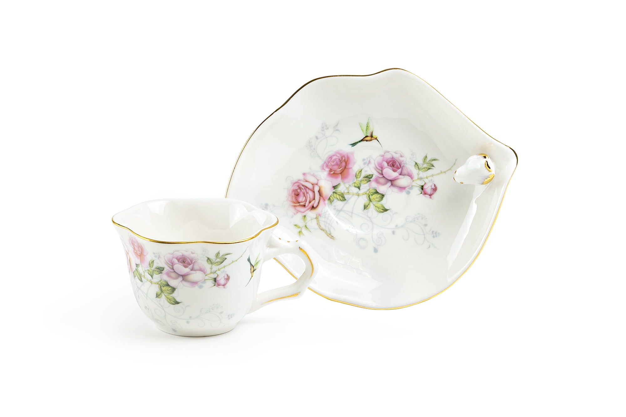 Grace Teaware Songbird Rose 5oz Fine Porcelain Tea Cup and Saucer ...