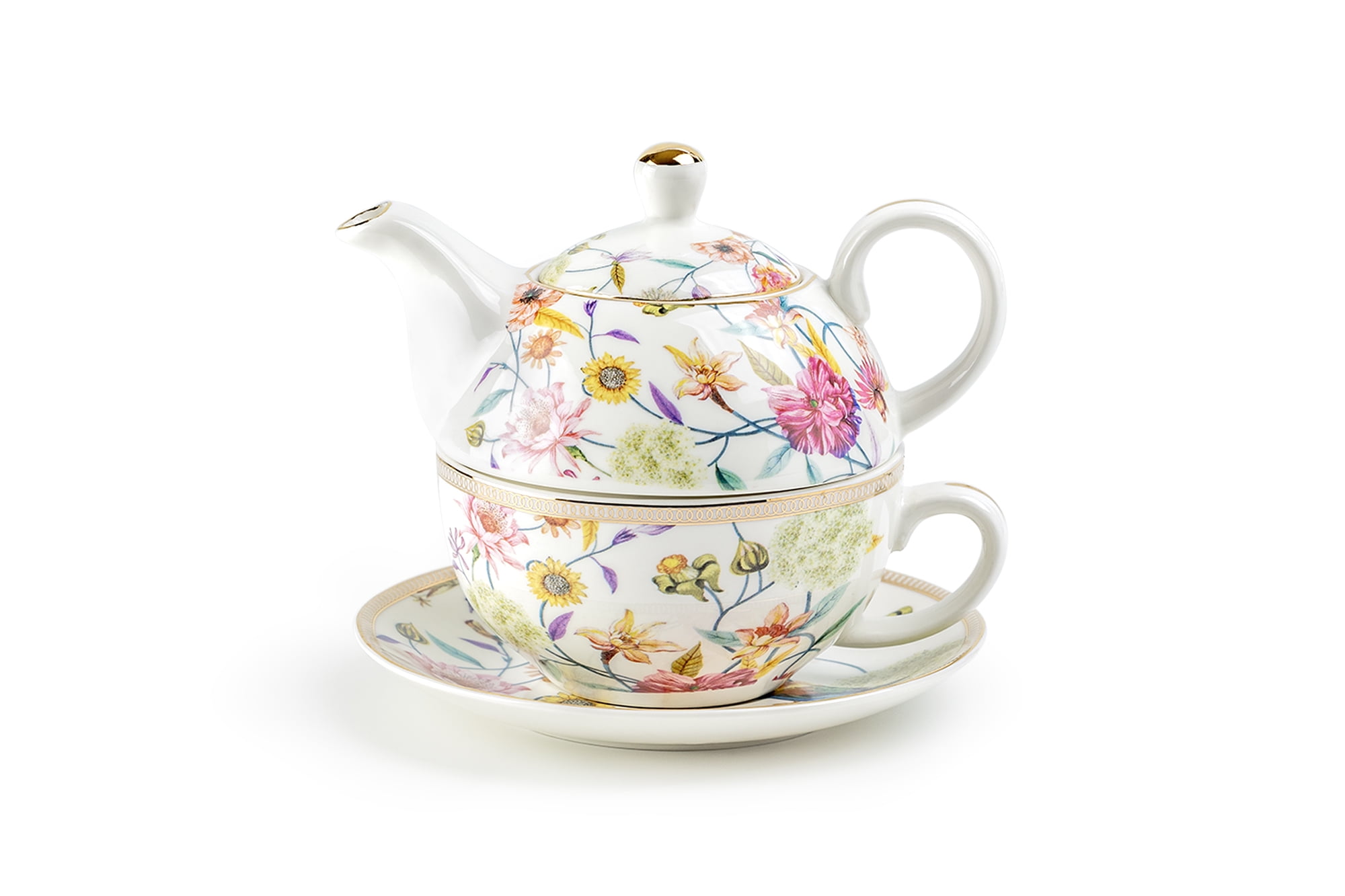 Grace Teaware Spring Flowers with Hummingbird Fine Porcelain Tea For ...