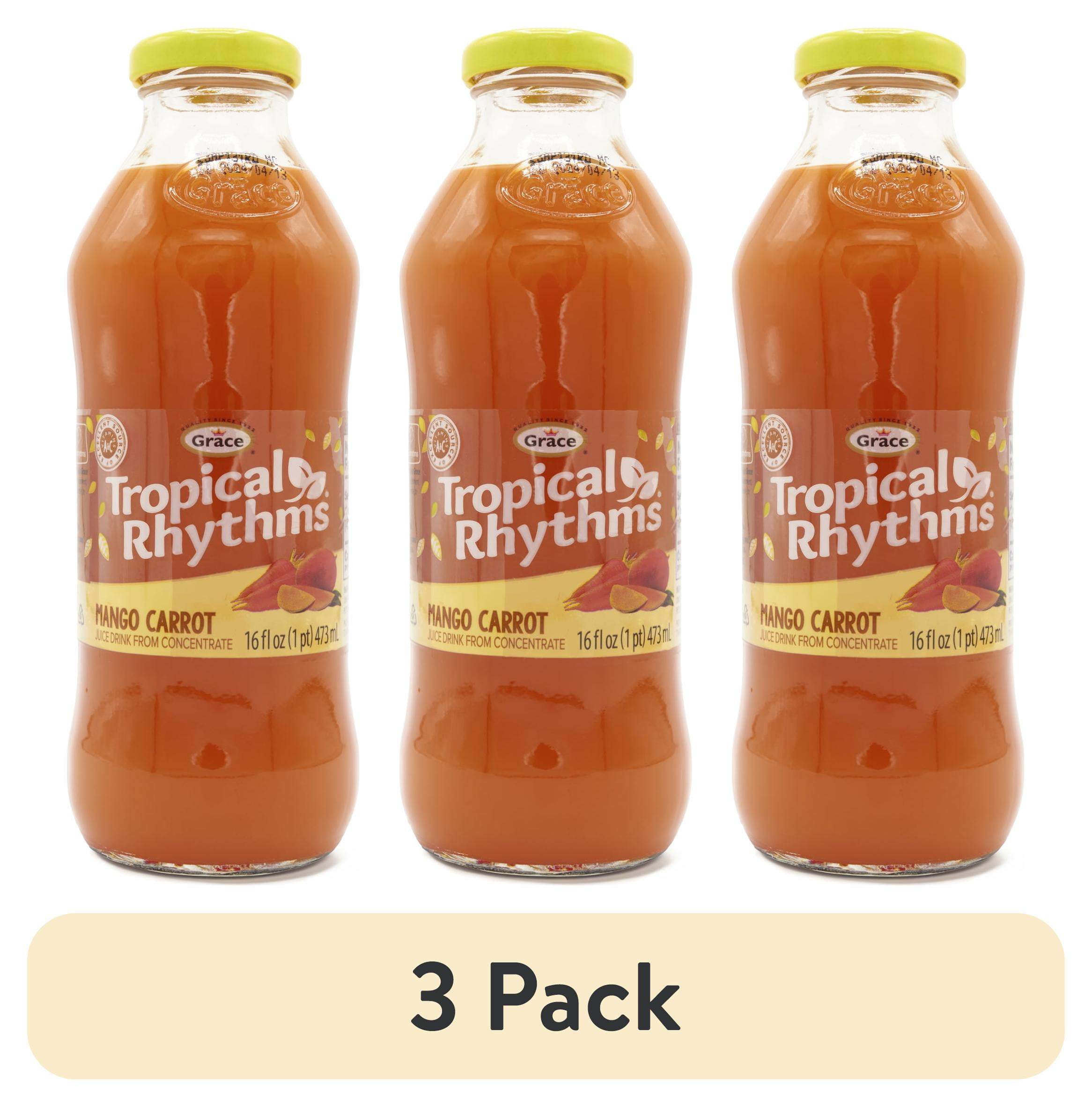 (3 pack) Grace Tropical Rhythms Mango Carrot Juice 16 fl oz Bottle ...
