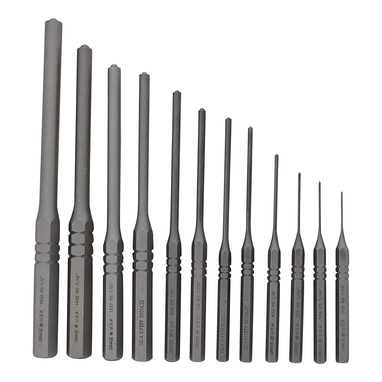 Grace USA - 12 pc Professional Steel Roll Pin Punch Set - Walmart.com