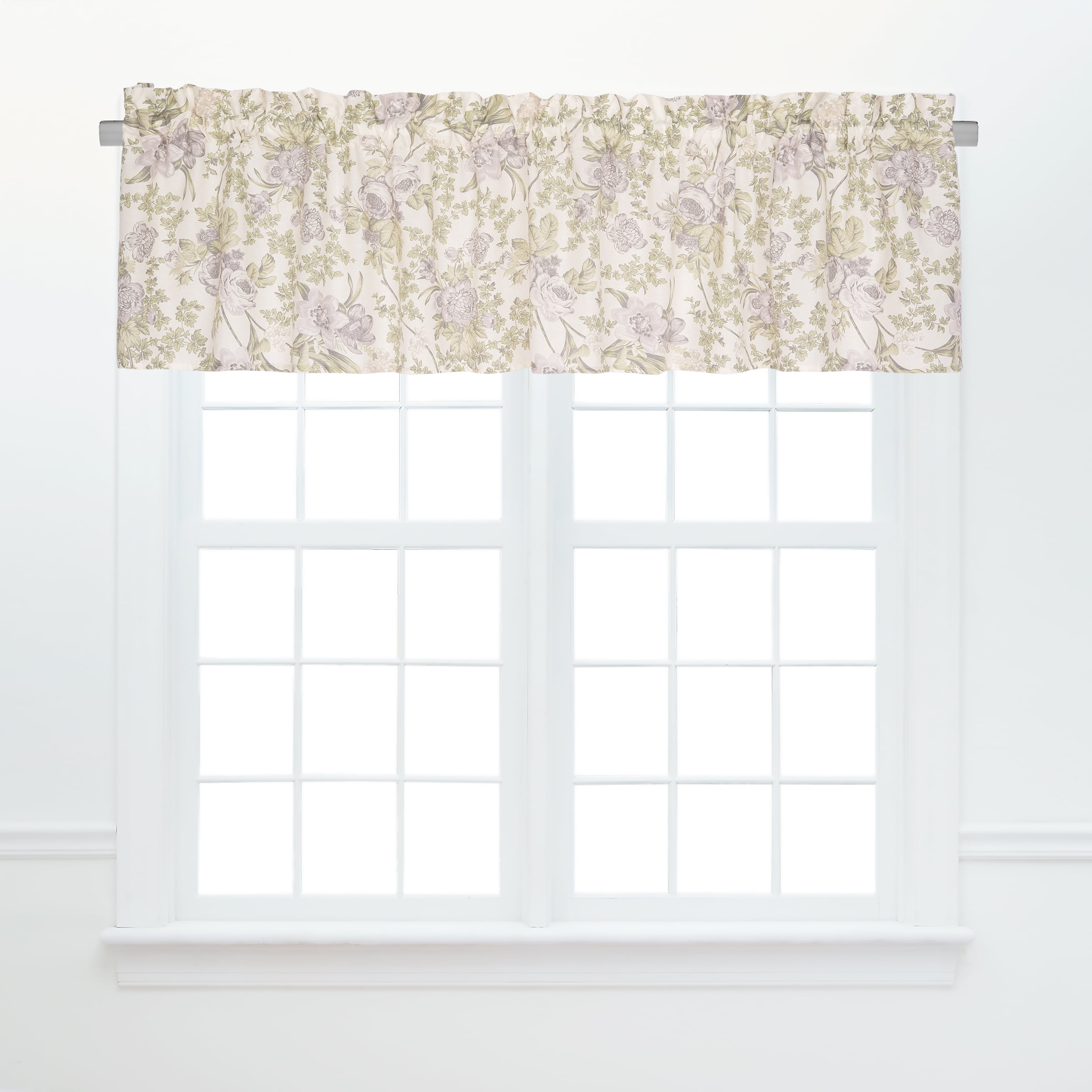 Grace Valance Set Of 2 Floral Leaves Summer Spring Cotton Curtains For ...