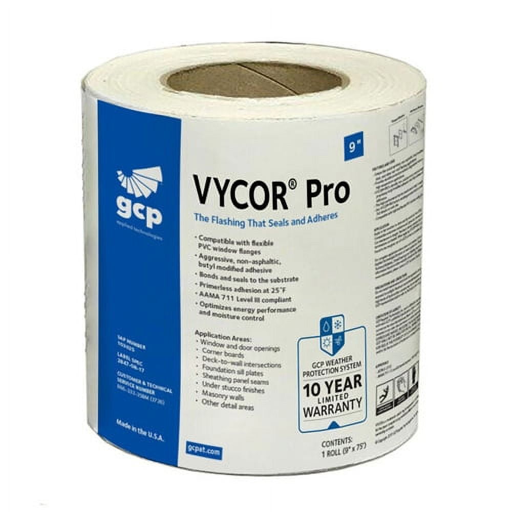 Grace Vycor PRO Self Adhering Flashing - 9 in - Single Roll - Walmart.com
