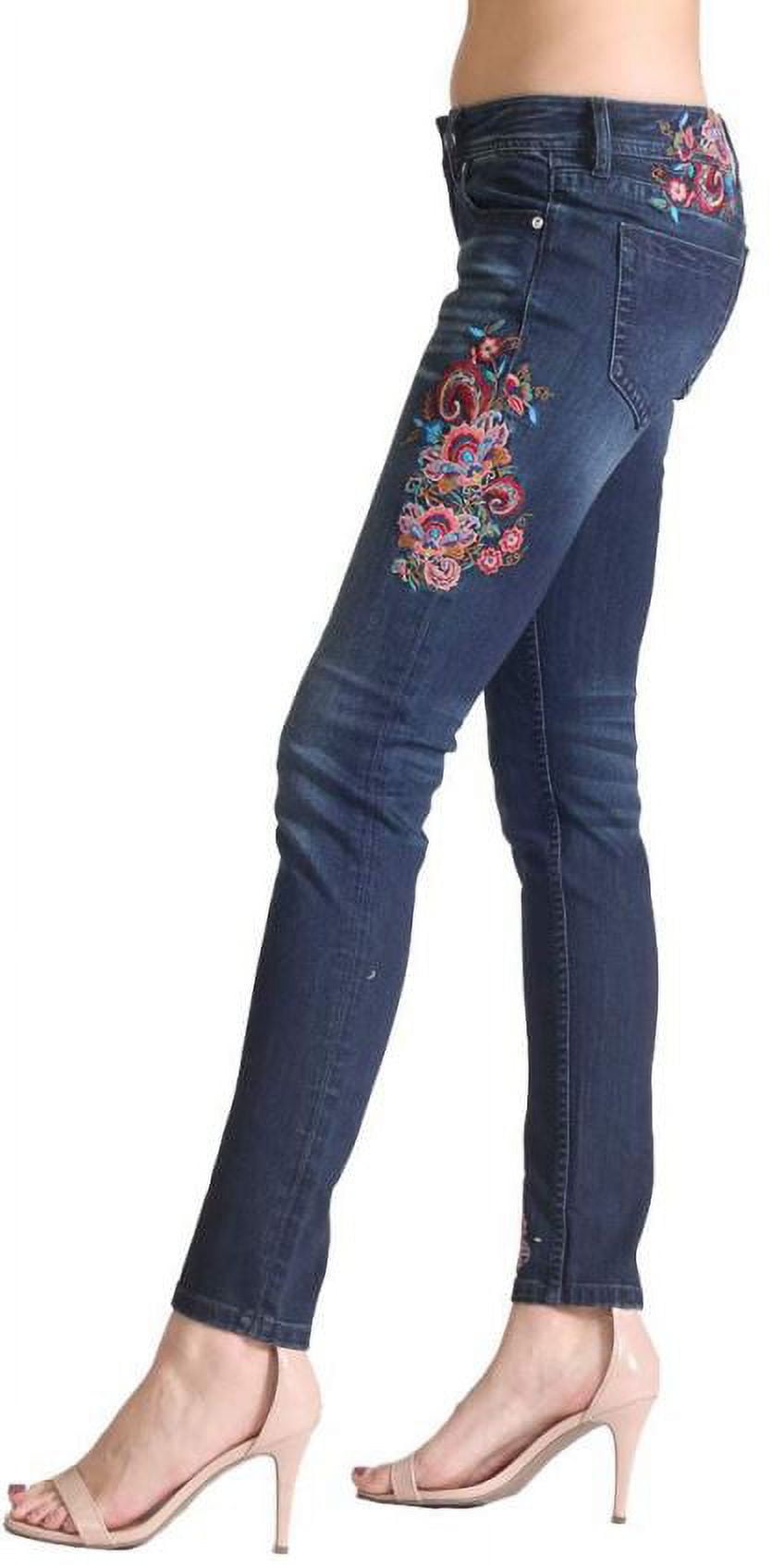 Grace in LA Jeans Women's Bright Floral Embroidery Junior Fit Skinny ...
