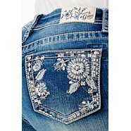Grace in LA Women's Horseshoe Floral Embroidered Pocket Bootcut Stretch ...