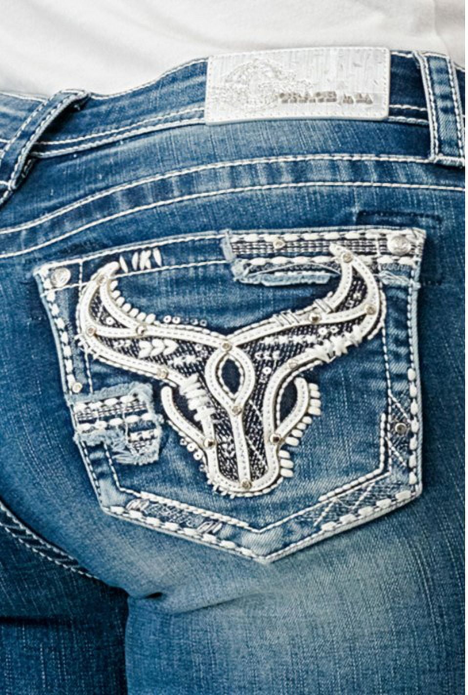 Grace in LA Women's Western Bootcut Jeans, Embroidered Steerhead Design ...