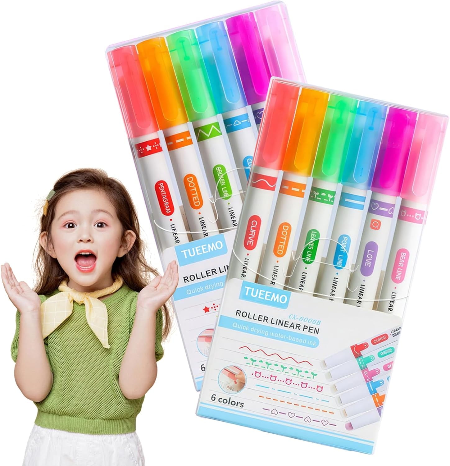 GraceGrip MagicBorder Pen, Magic Border Pen, 6 Colors Curve Highlighter ...