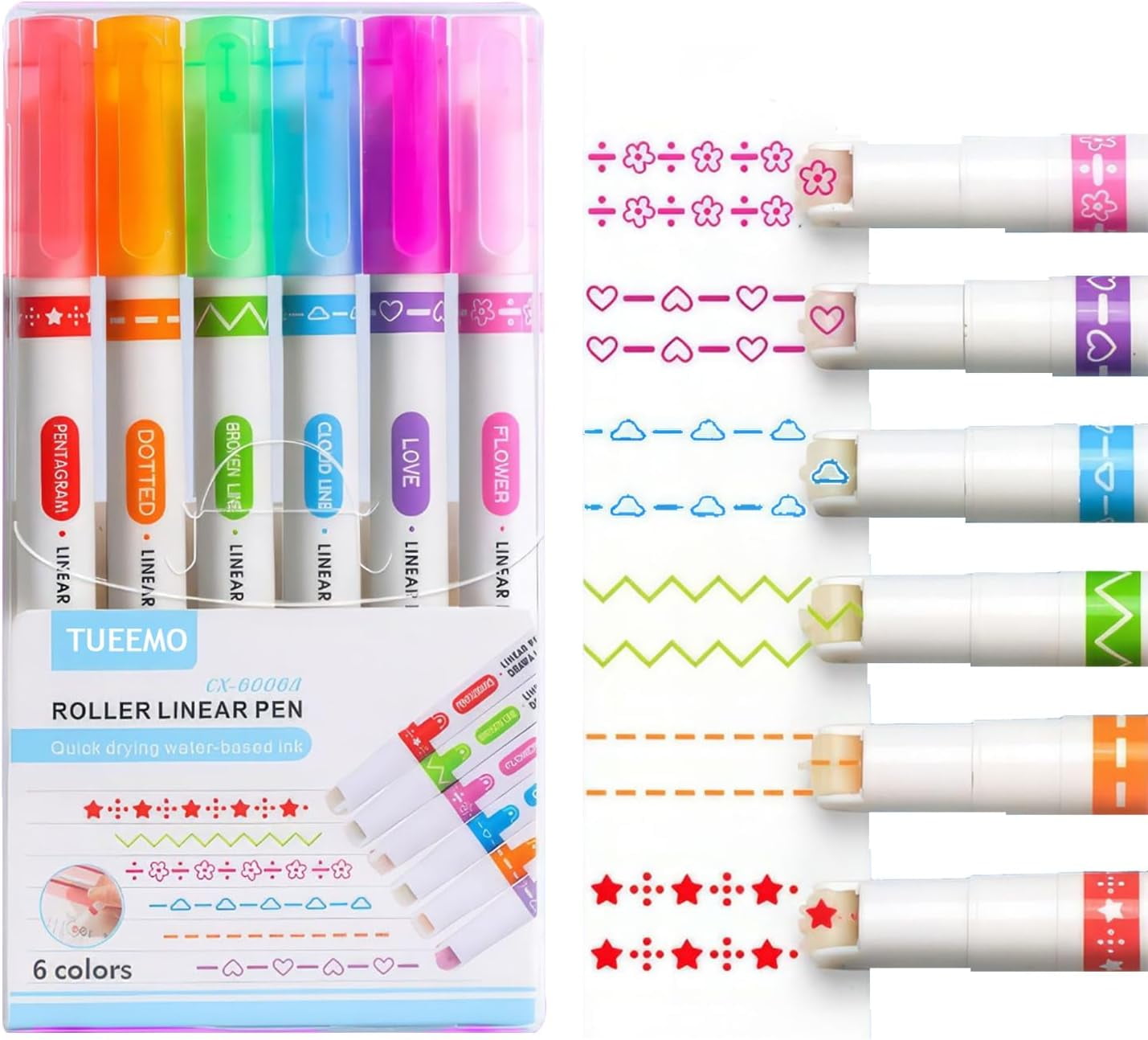 GraceGrip MagicBorder Pen, Magic Border Pen, 6 Colors Curve Highlighter ...