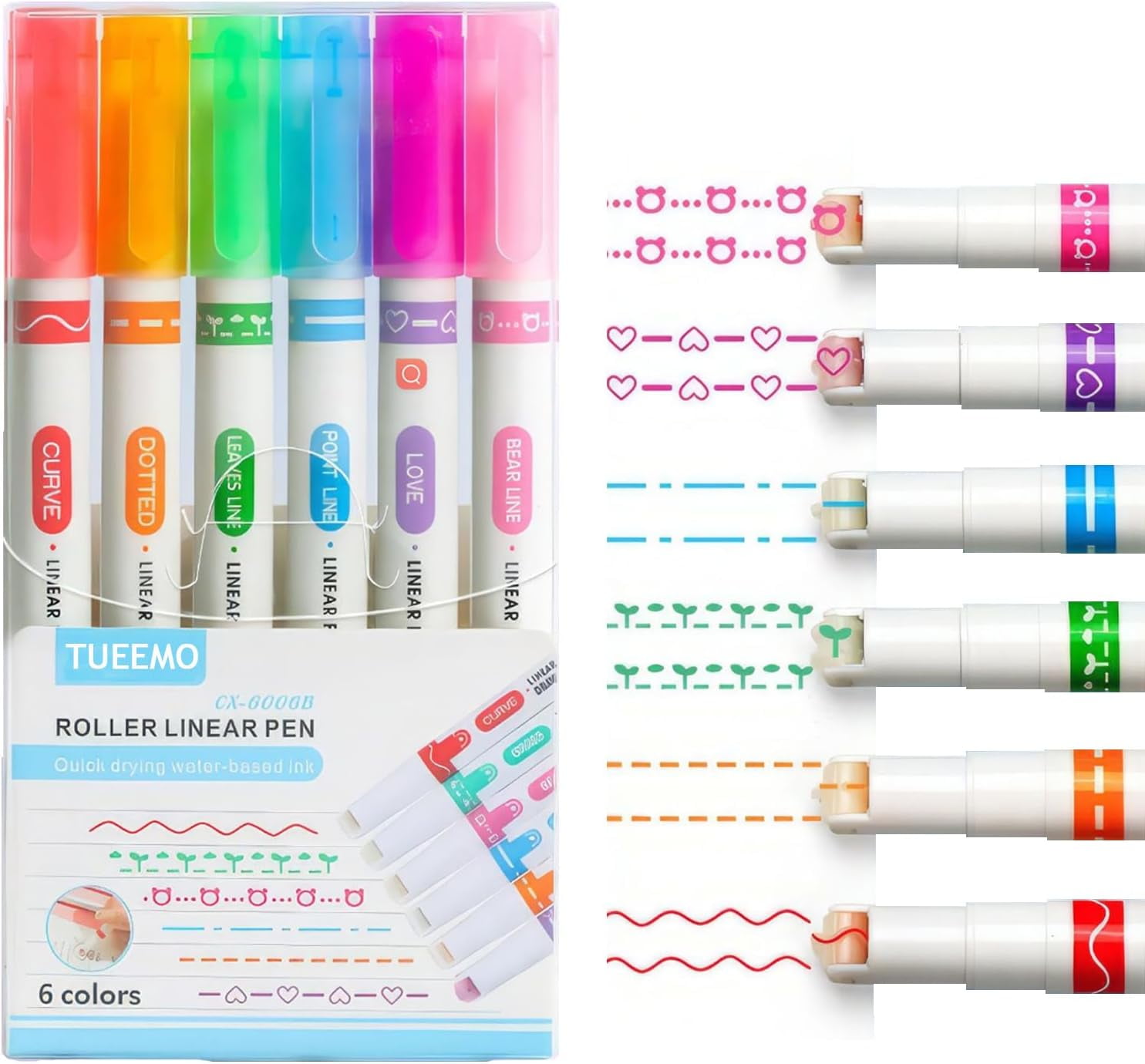 GraceGrip MagicBorder Pen, Magic Border Pen, 6 Colors Curve Highlighter ...