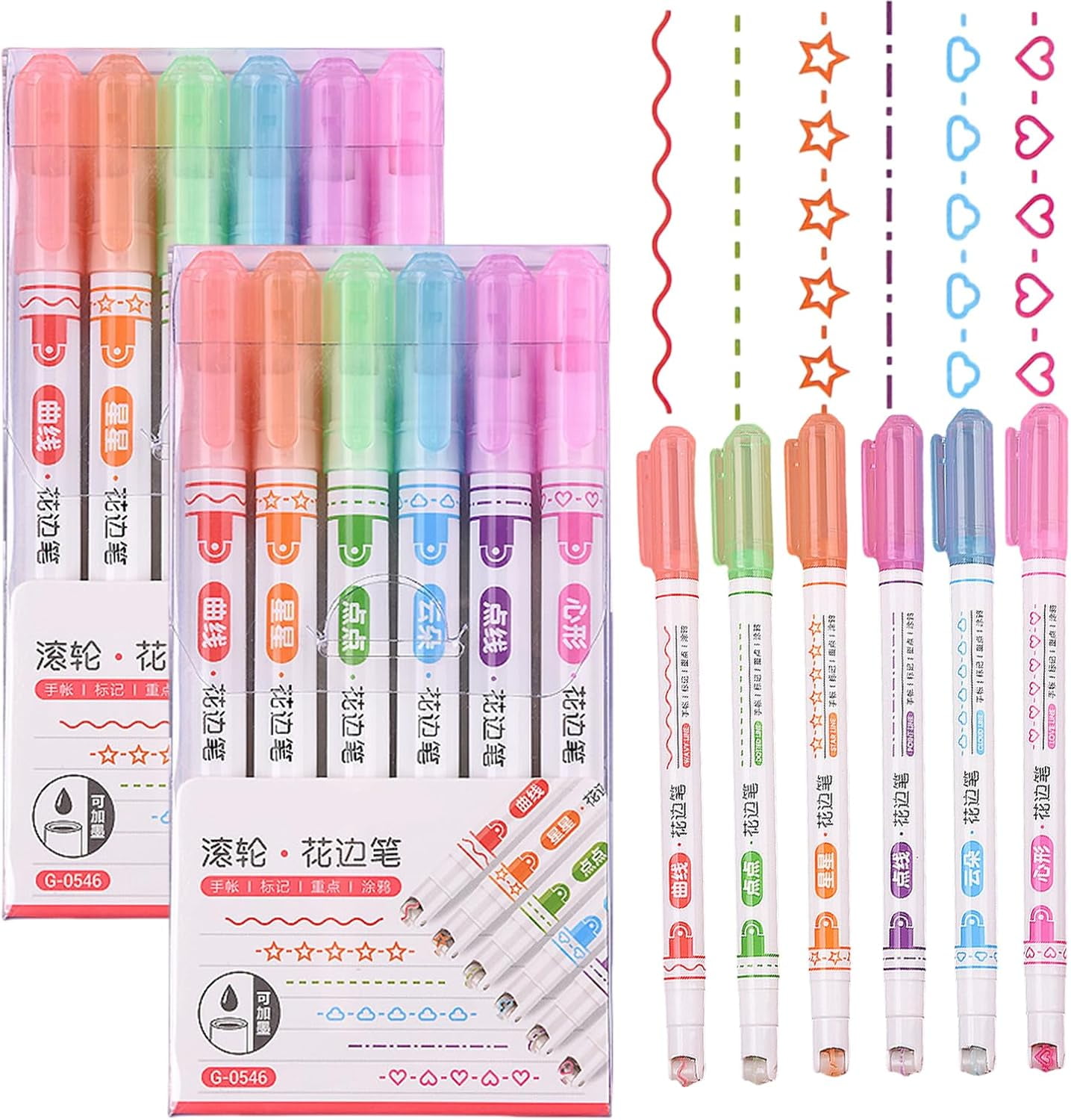 GraceGrip MagicBorder Pen, Magic Border Pen, 6 Colors Curve Highlighter ...