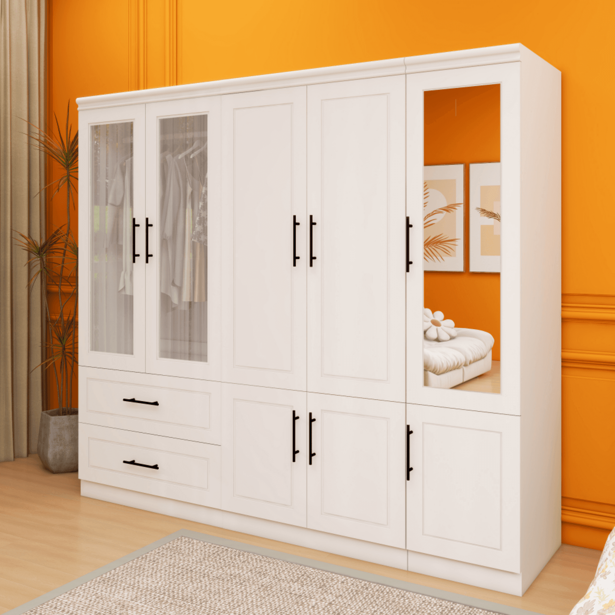 GraceGrove Armoire Wardrobe Closet with Door, Bedroom Armoire with ...