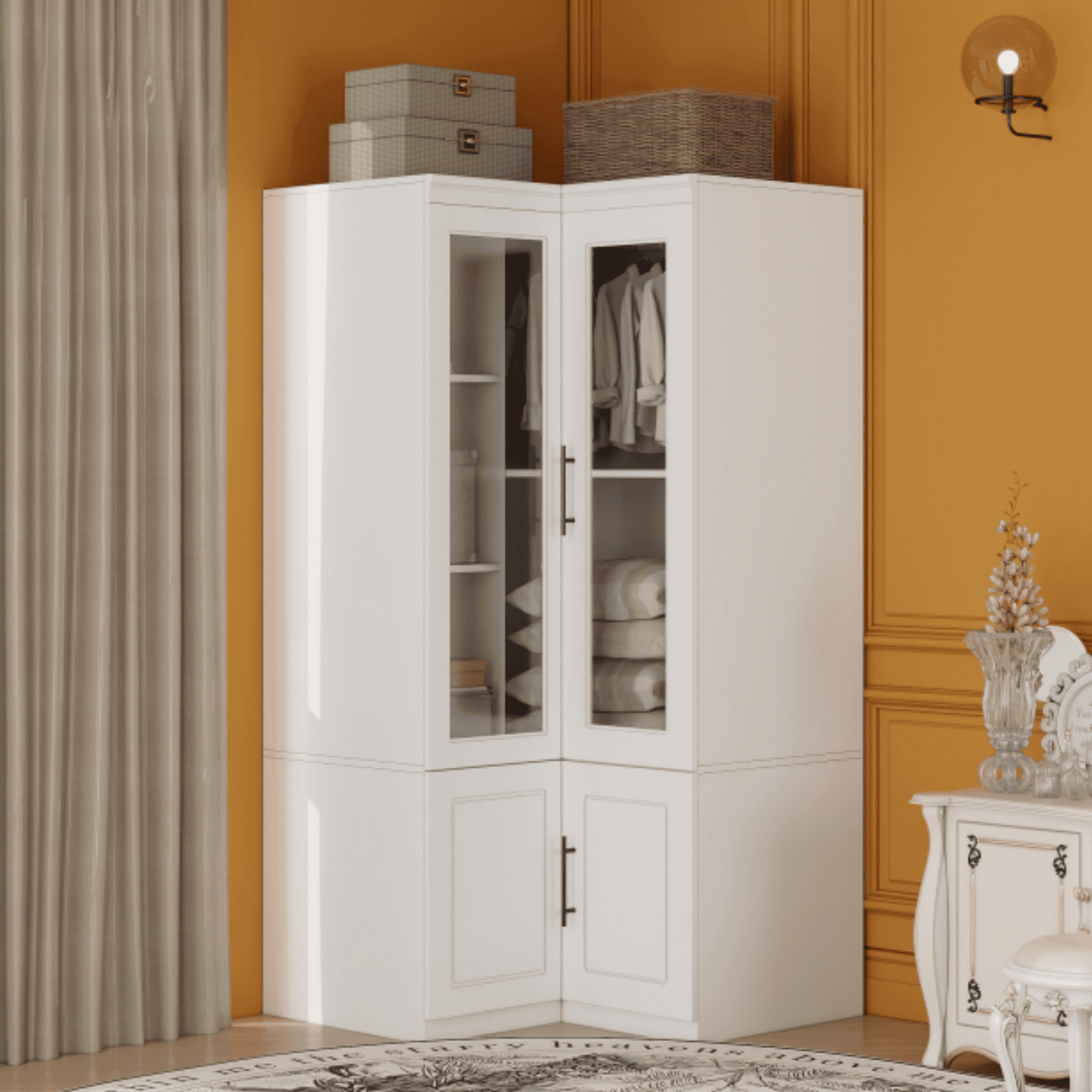 GraceGrove Wardrobe Closet, Armoire Wardrobe Closet with Glass Doors ...