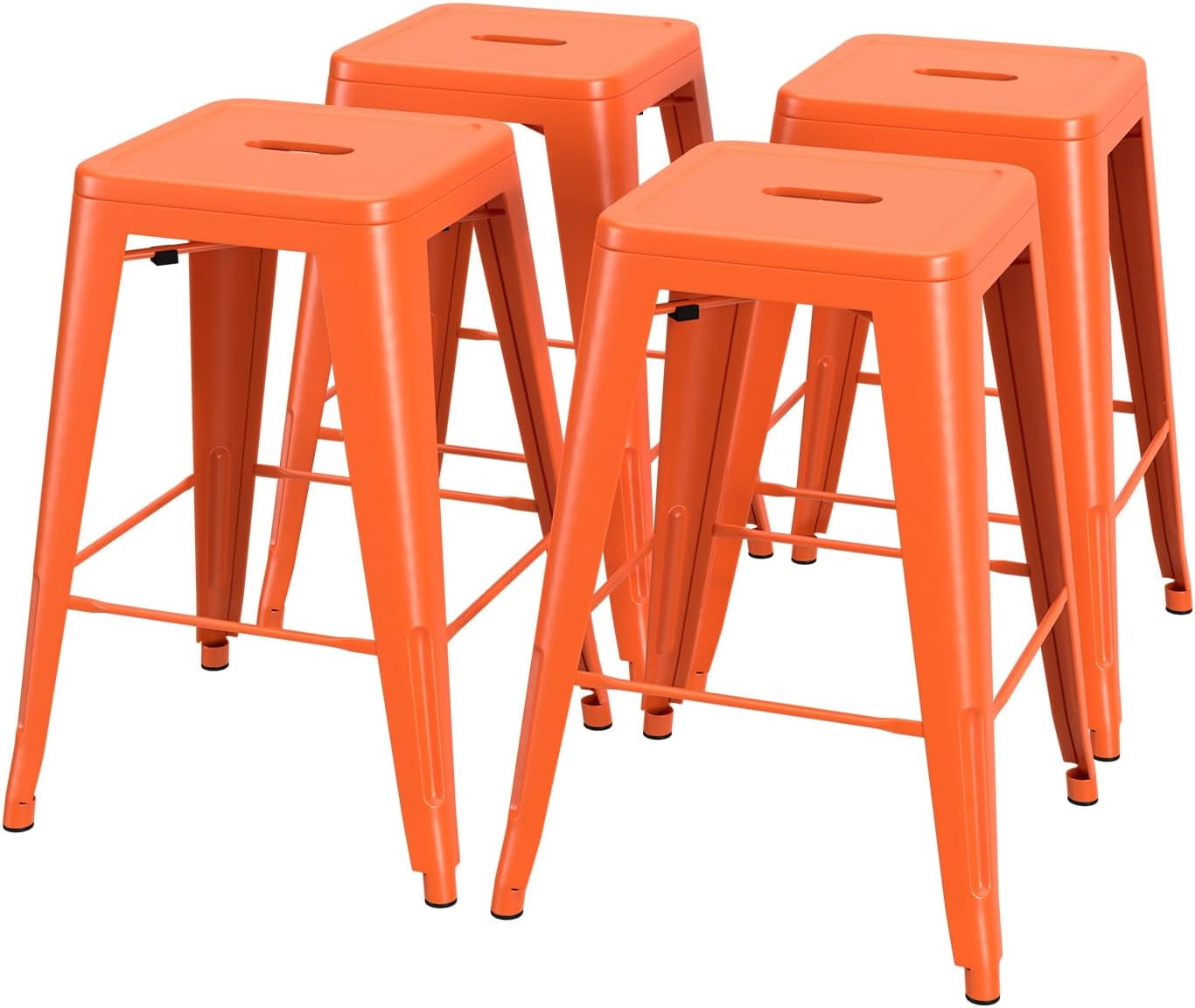 GraceHome-US 24 Inch Metal Bar Stools Set of 4 Metal Stackable Stools ...
