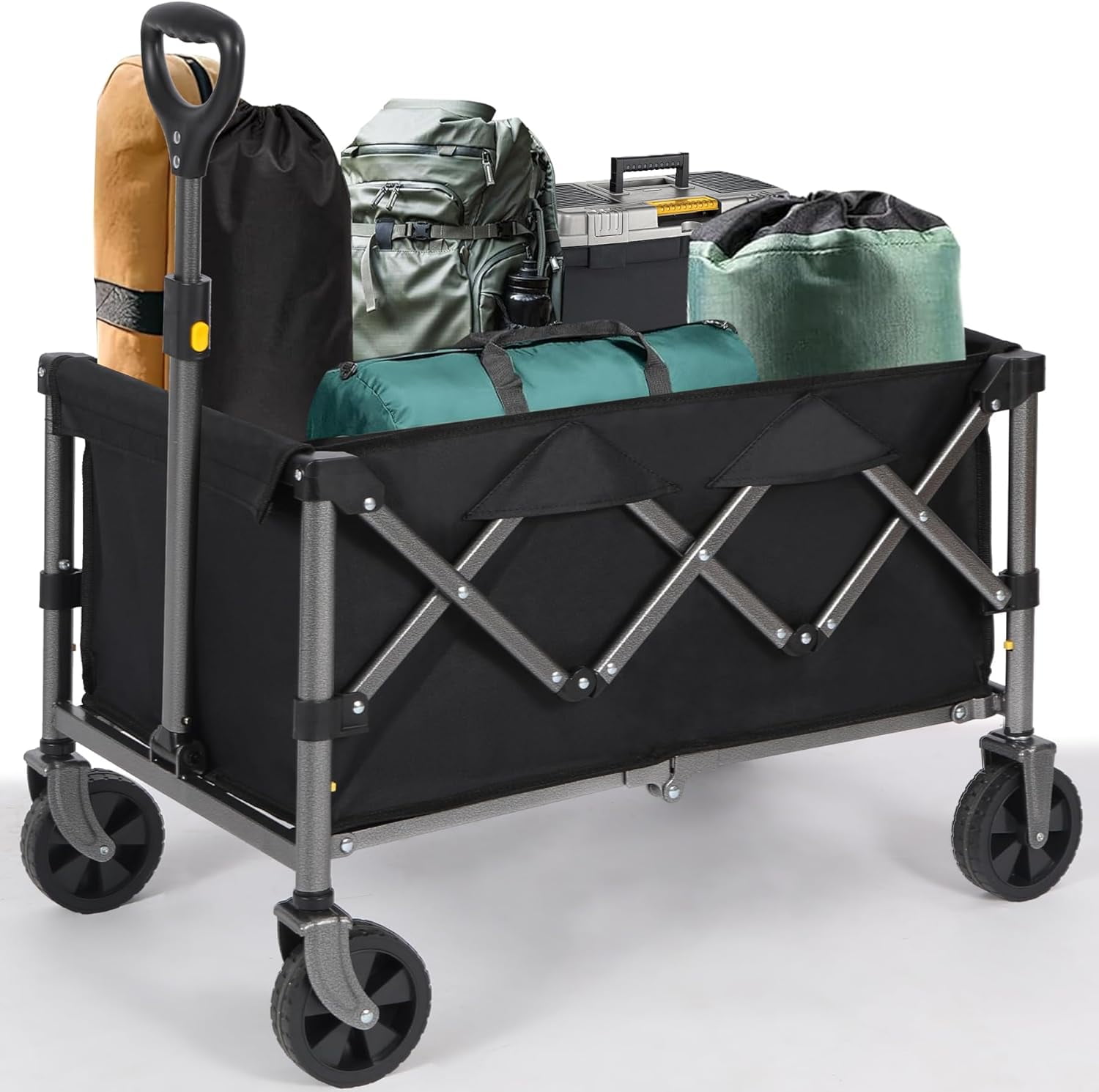 GraceHome-USCollapsible Beach Wagon with All Terrain Wheels, 220lbs ...