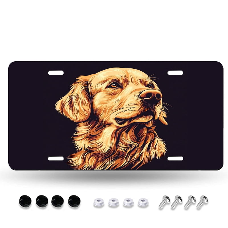 Graceful Golden Retriever in Profile License Plate Frame, Decorative ...