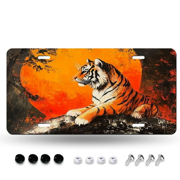 Graceful Japanese Tiger Sun Picture License Plate Frame, Decorative ...