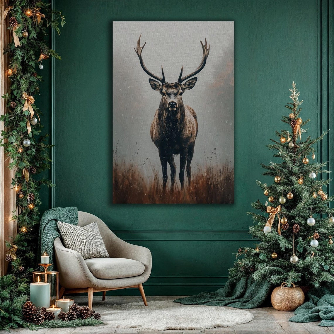 Graceful Reindeer Wall Art Majestic Wildlife Poster Winter Animal ...