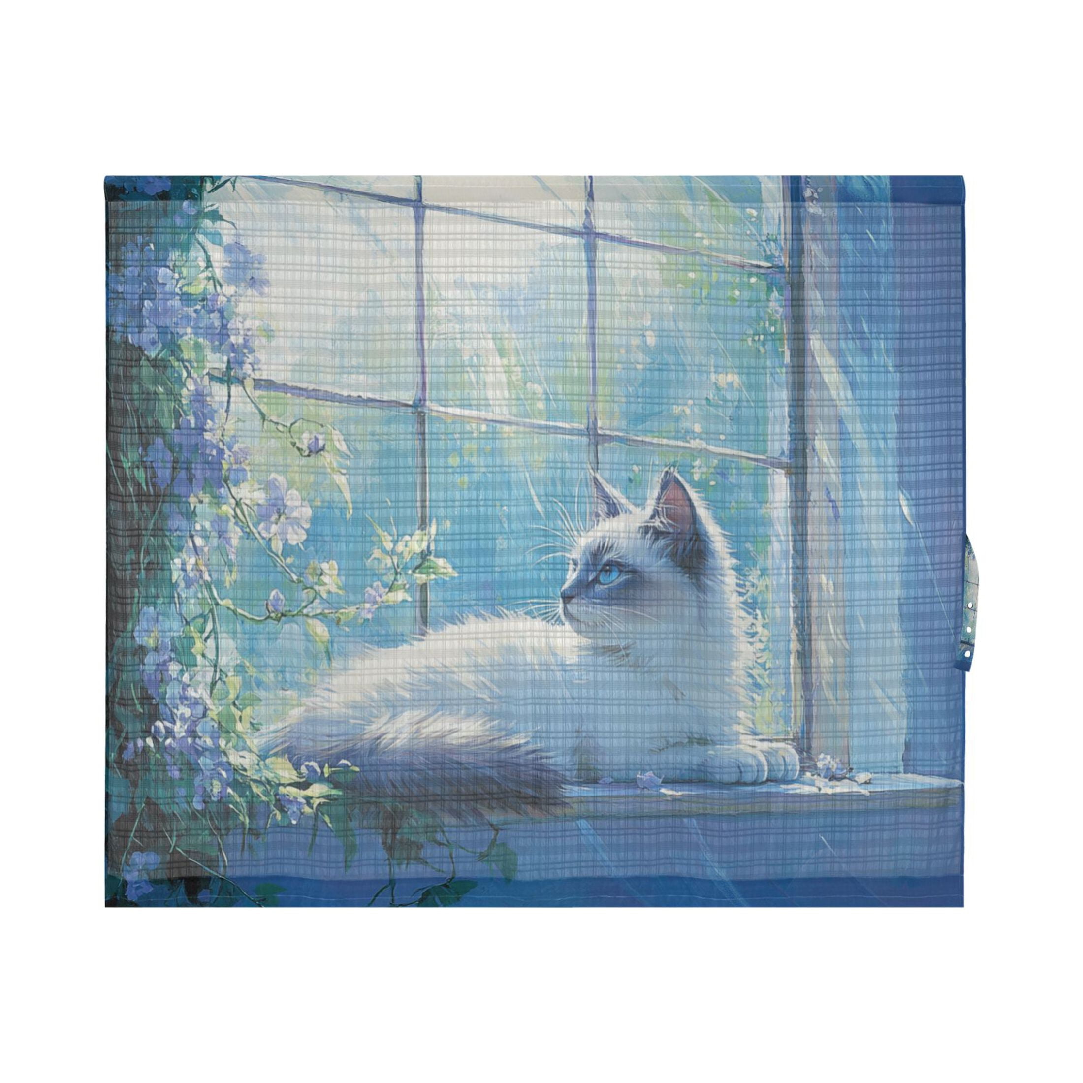 Graceful Siamese Cat Door Panels 25x72in Breathable Mesh Privacy UV ...