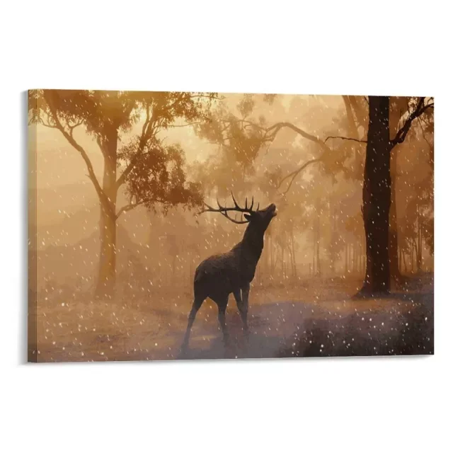 Graceful Stag In Snow Format Poster Aesthetic Art Modern Office Decor ...