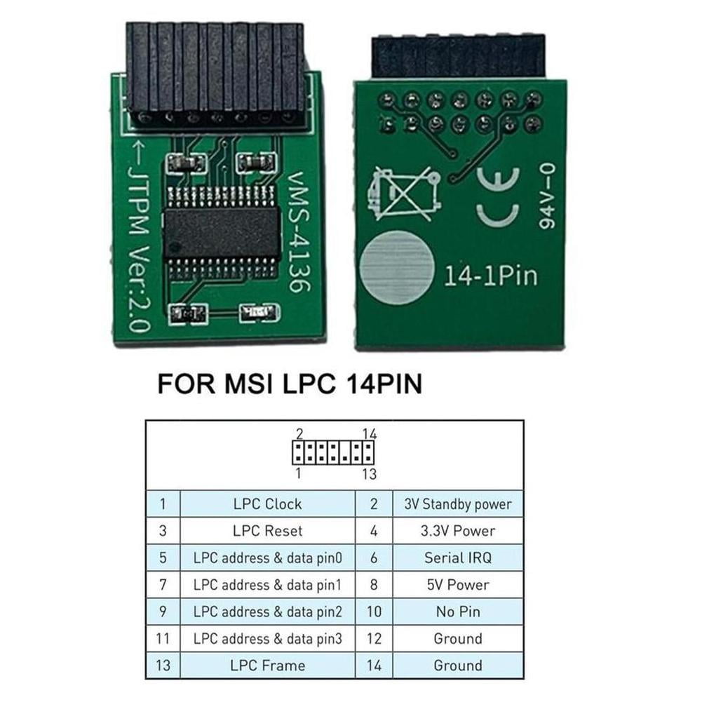 Gracefulvara 14-pin lpc MSI interface TPM2.0 security module supports ...