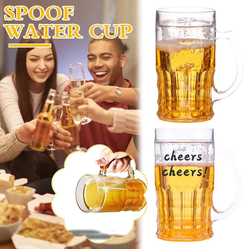 Gracefulvara 450ml Creative Cool Double Beer Glass Mezzanine Funny Cold ...