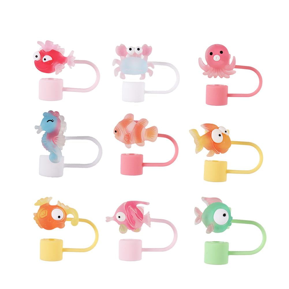 Gracefulvara 9pcs10mm Marine Life Straw Cap Silicone Cartoon Octopus ...