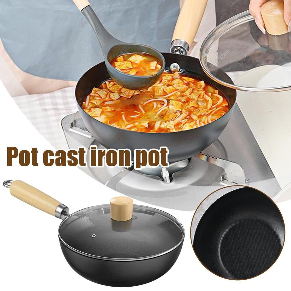 Gracefulvara Japanese Style Cast Iron Pot Clear Frying Pot Black Pot ...