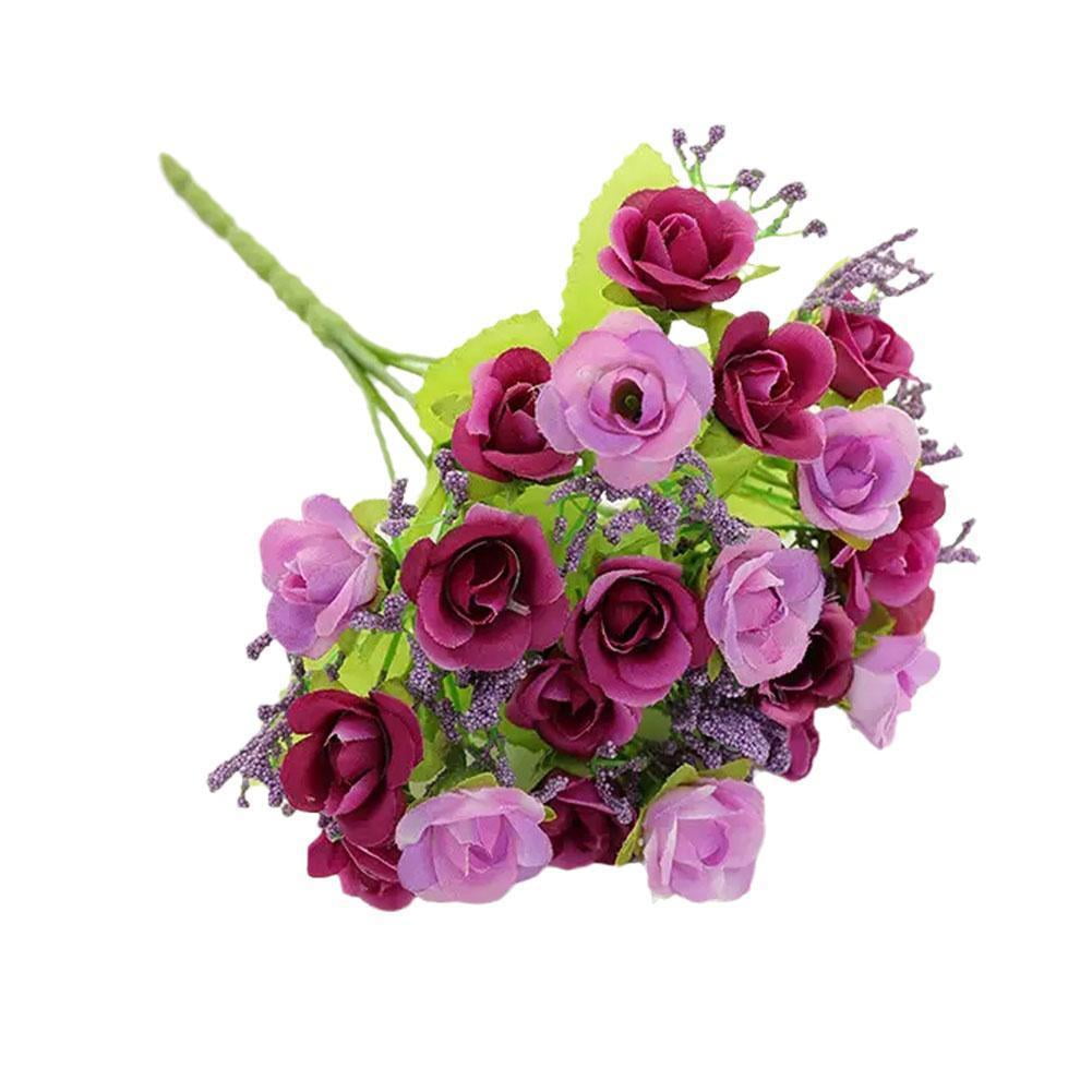 Gracefulvara Purple Artificial Flower 21 Heads Diamond Rose Small Rose ...
