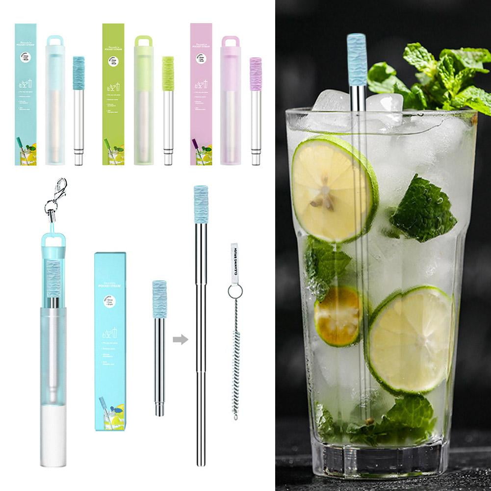 Gracefulvara Reusable Telescopic Straw Portable Drinking Straw Set with ...