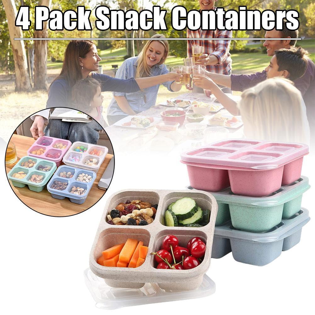 Gracefulvara Snack Containers Divided Bento Snack Box 4 Compartments ...