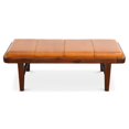 Graceland Mid-Century Modern Upholstered Leather Bench in Tan - Walmart.com