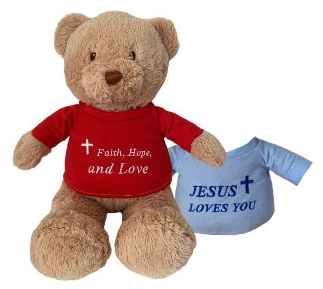 Gracewaters Christian Teddy Bear with 2 Religious Shirts Jesus Loves You, Faith Hope Love, Any ...
