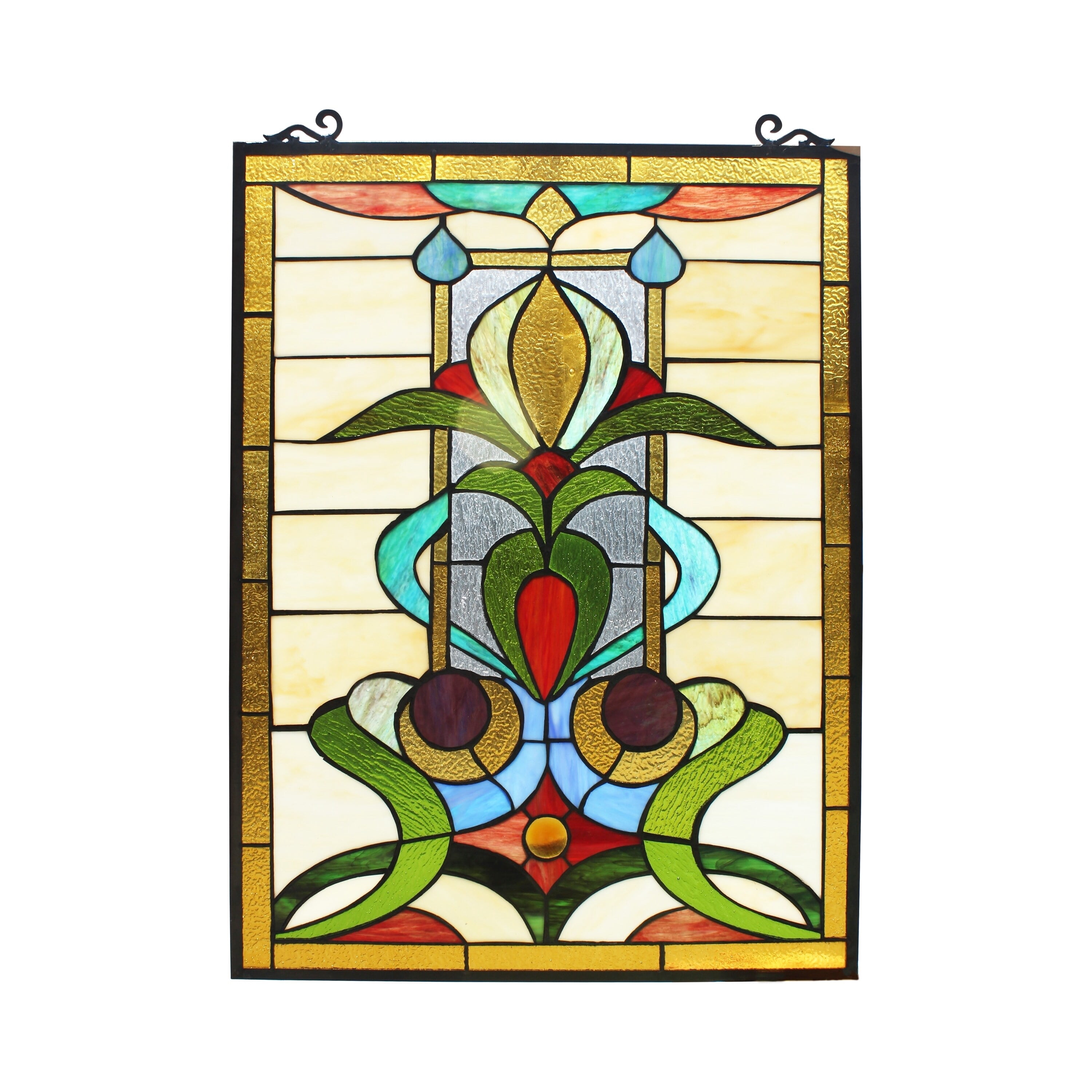 Gracewood Hollow Nzuji Floral Stained Glass Window Panel Suncatcher ...