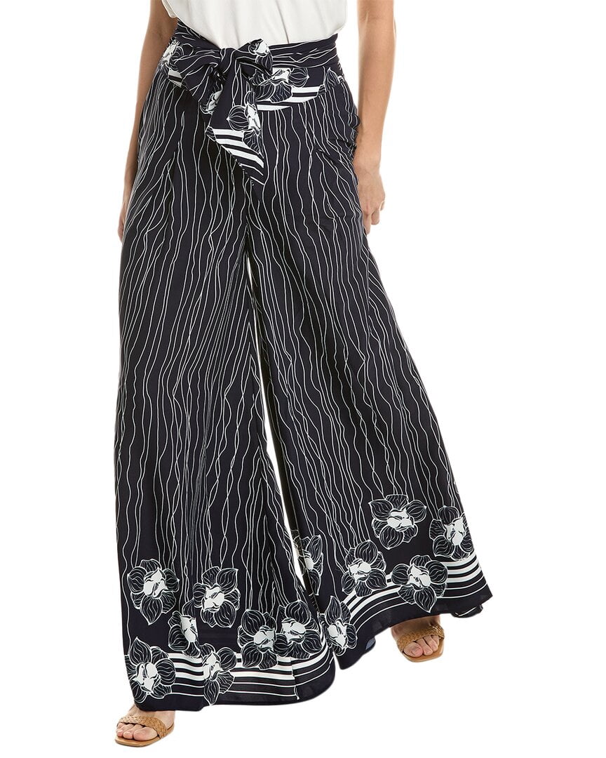 Gracia womens Lines & Flower Print Flare Pant, m, Blue - Walmart.com