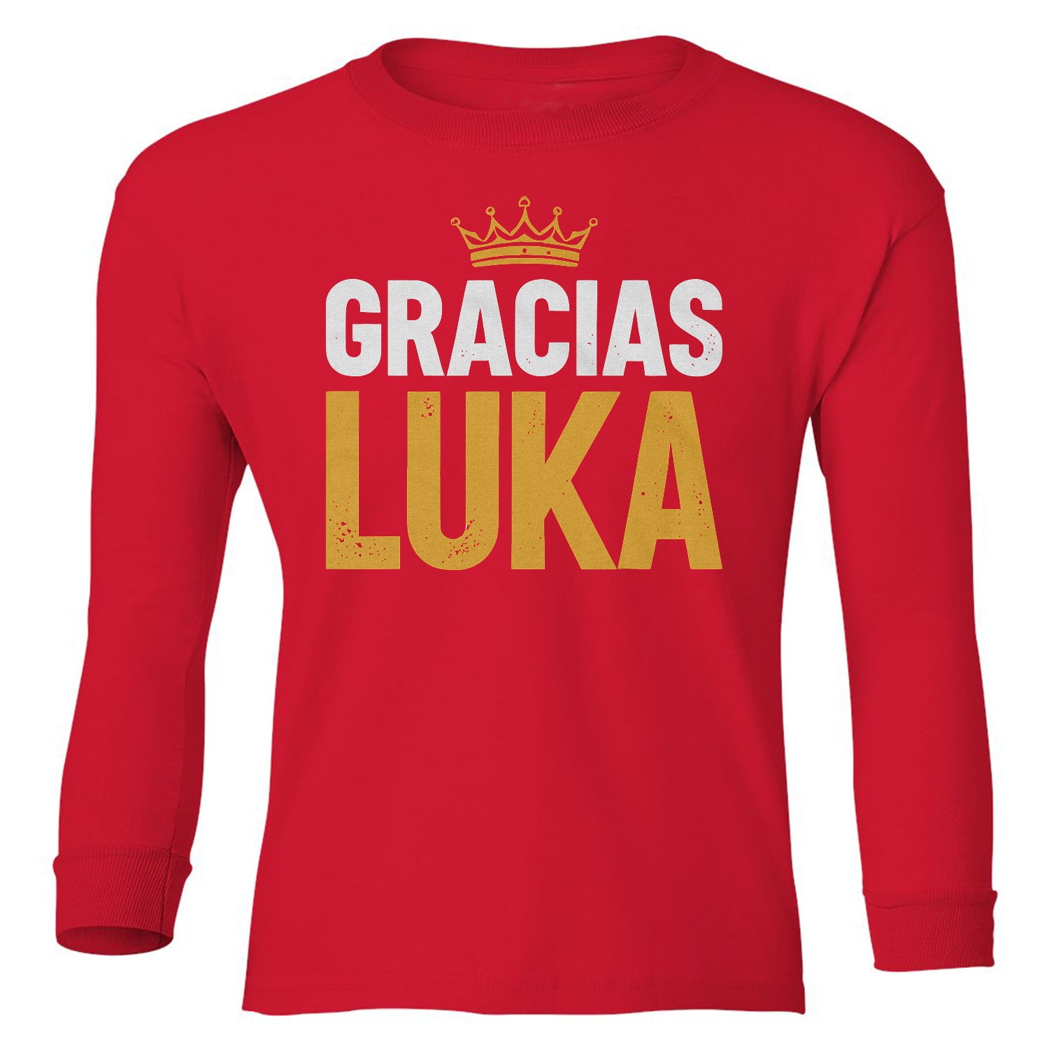 Gracias Luka - Madrid Modric Farewell Tribute Youth Long Sleeve T-Shirt (Red, Youth Medium ...