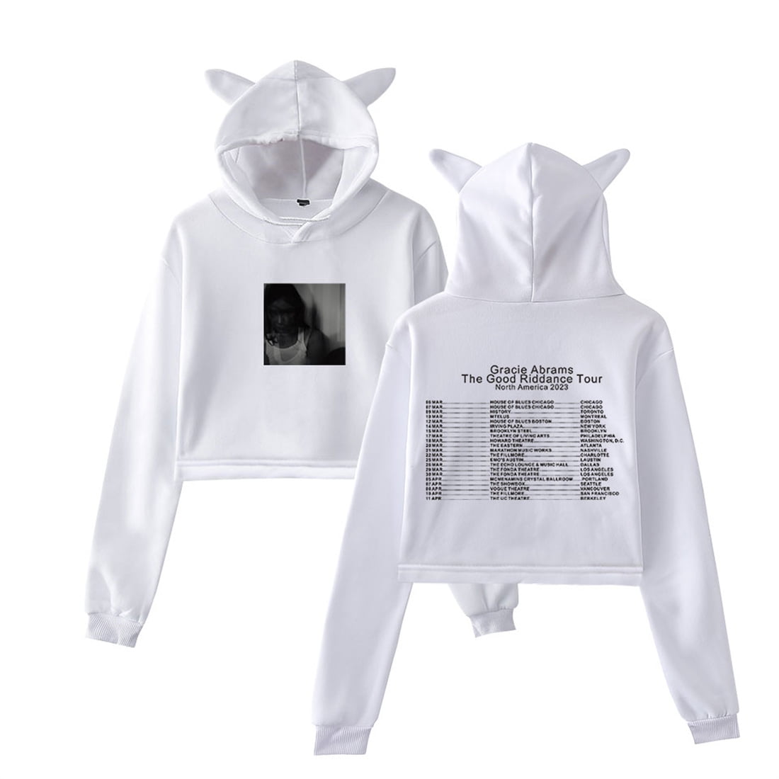Gracie Abrams The Good Riddance Tour Cat Ear Hoodie Casual Women Bear ...