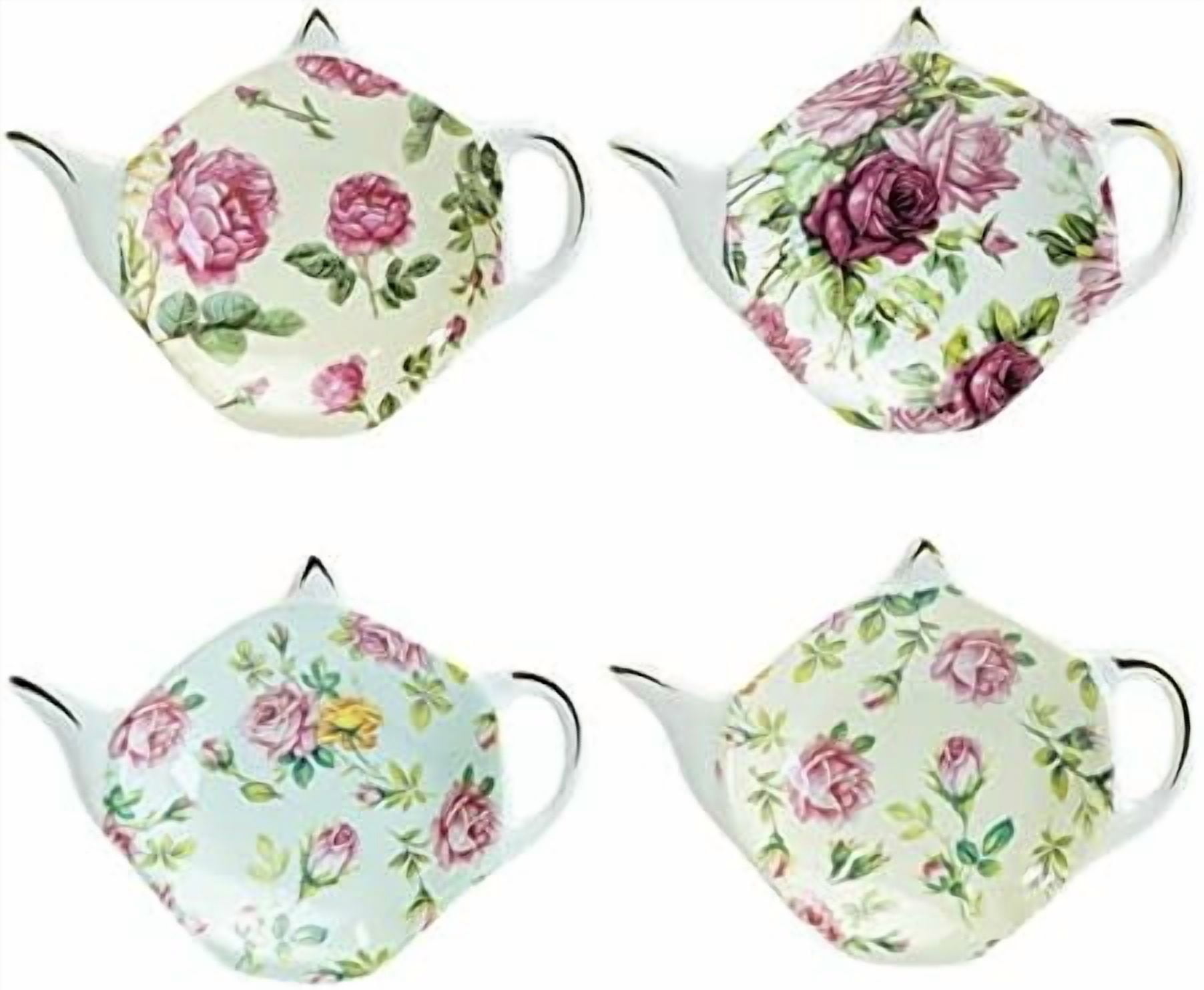 Gracie China Tea Bag Caddy Holder, Set of 4 (Rose Chintz) - Walmart.com