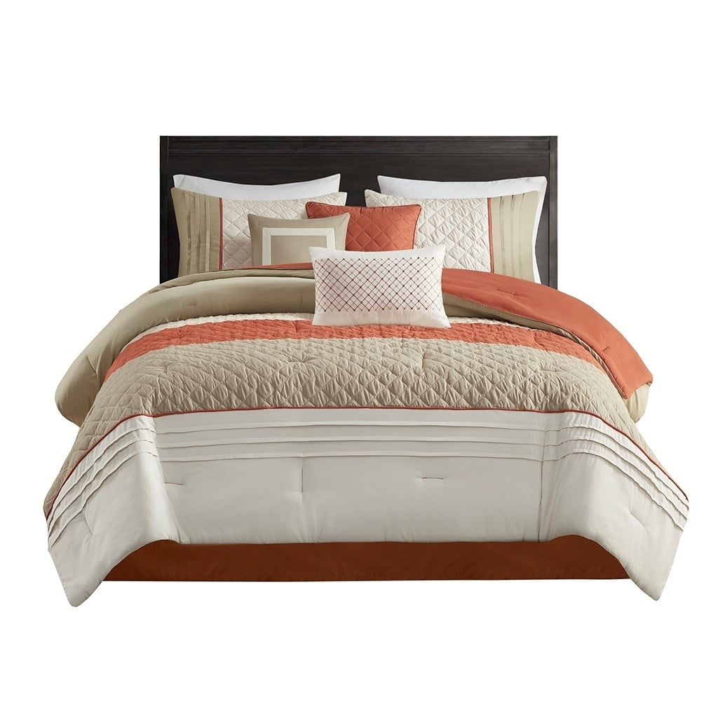 Gracie Mills 7-Piece Transitional Color Block Comforter Set - GRACE ...