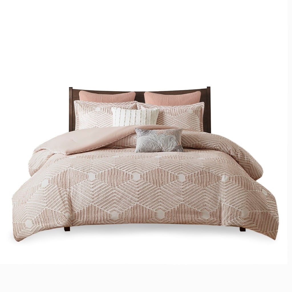 Gracie Mills Anibal Chic Cotton Jacquard Comforter Set Blush 5 Piece ...