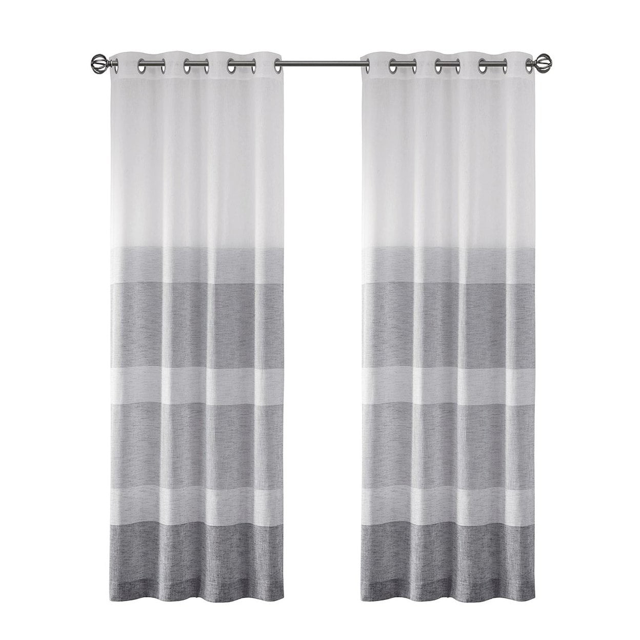 Gracie Mills Christa Contemporary Striped Faux Linen Sheer Window Panel ...