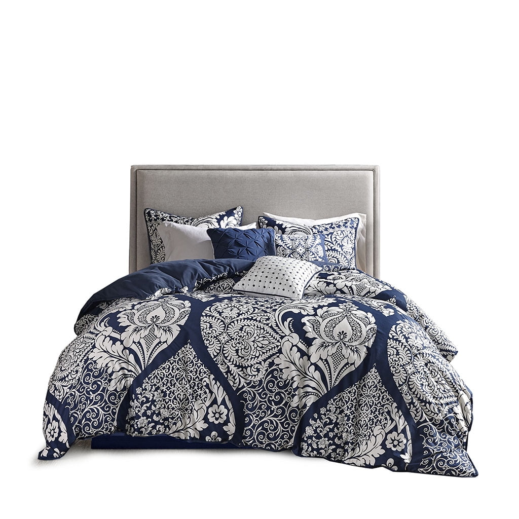 Gracie Mills Damask Dreams Comforter Set 7-Piece Cotton Printed Twin ...