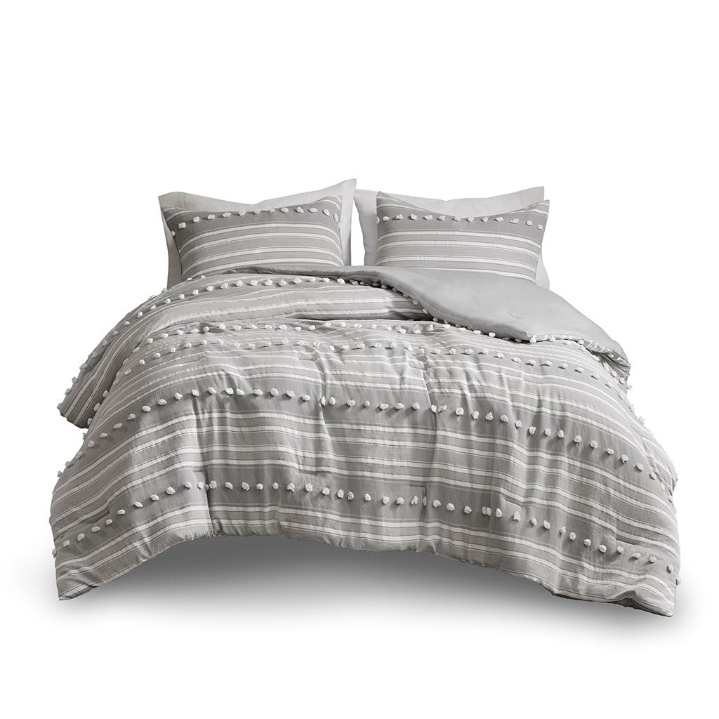 Gracie Mills Dorian Contemporary Striped Clipped Jacquard Comforter Set ...