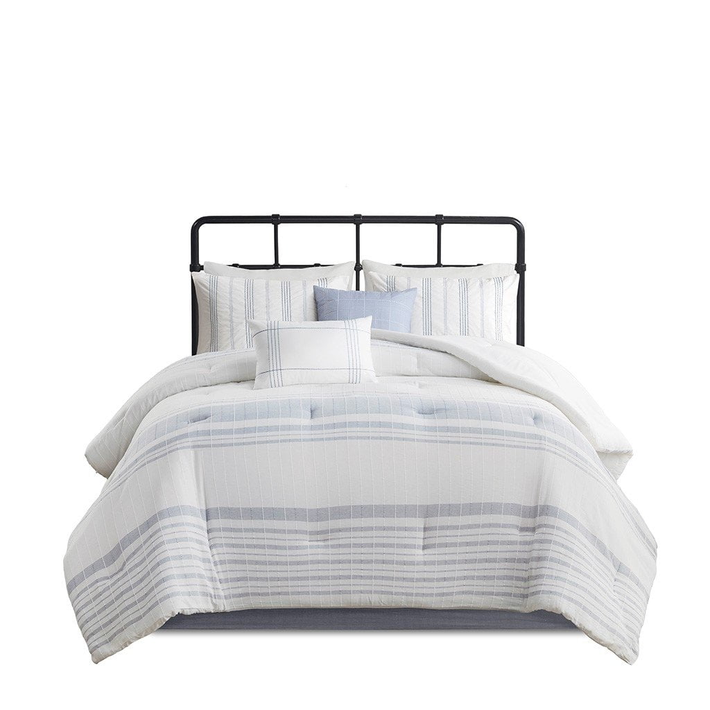Gracie Mills Ellison 6-Piece Jacquard Stripe Oversized Cotton Comforter ...