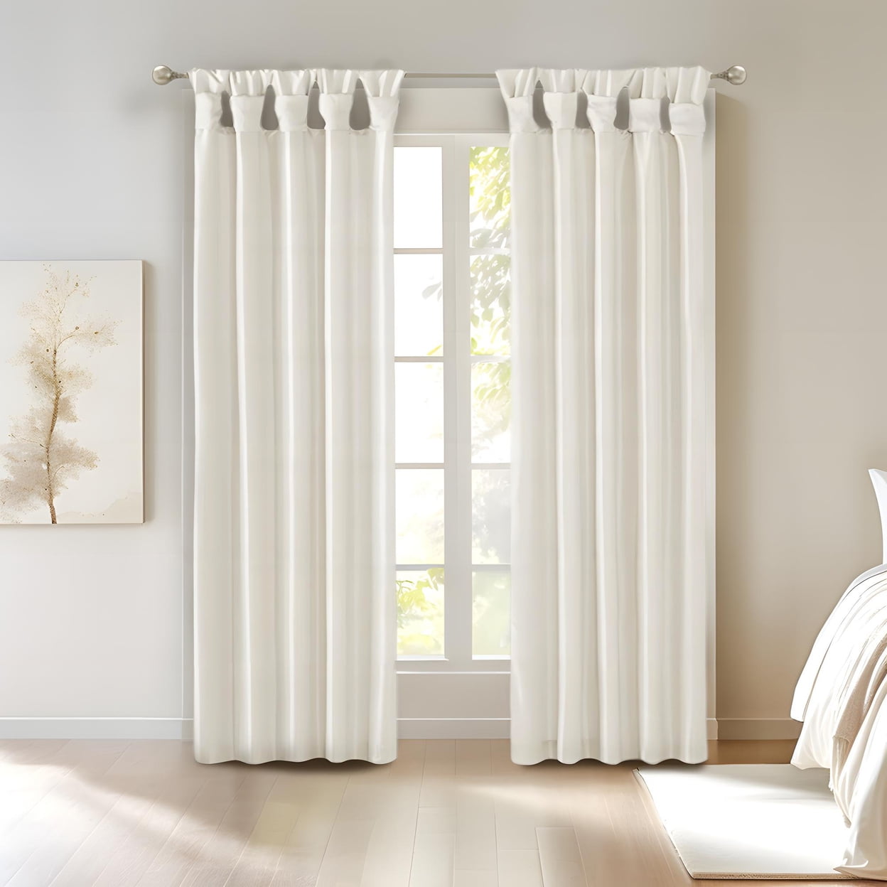 Gracie Mills Elroy Twist Tab Lined Faux Silk Window Curtain Panel ...