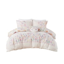 Gracie Mills Brant Damask 5-Piece Cotton Duvet Cover Set - GRACE-10483 ...