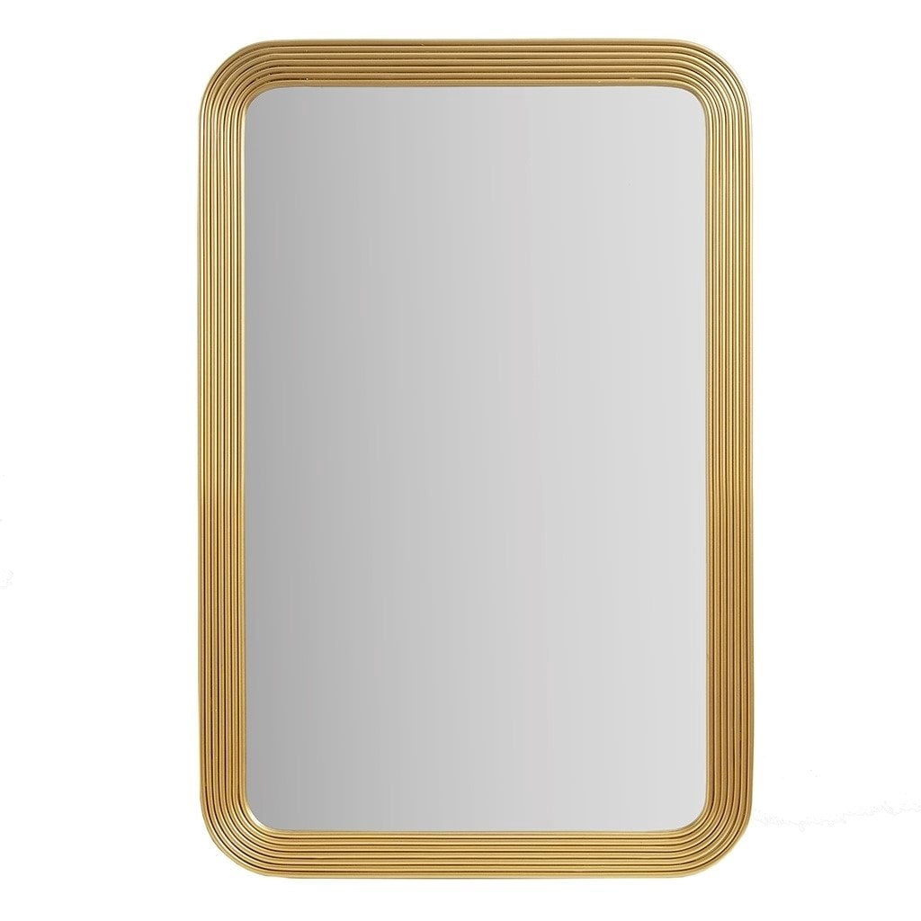 Gracie Mills Lyon Rectangle Metal Frame Fluted Wall Mirror Antique Gold ...