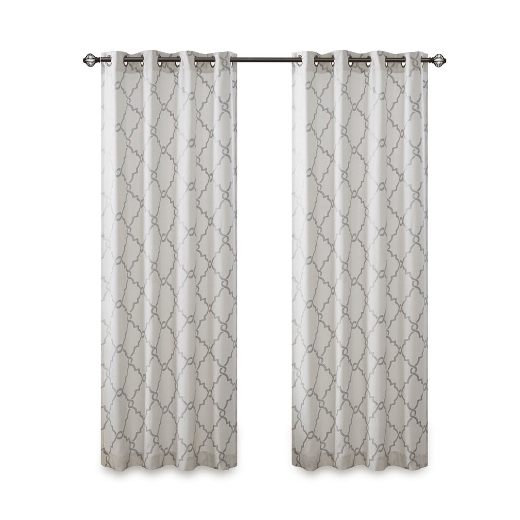 Gracie Mills Ondine Scroll Geometric Fretwork Grommet Window Curtain ...