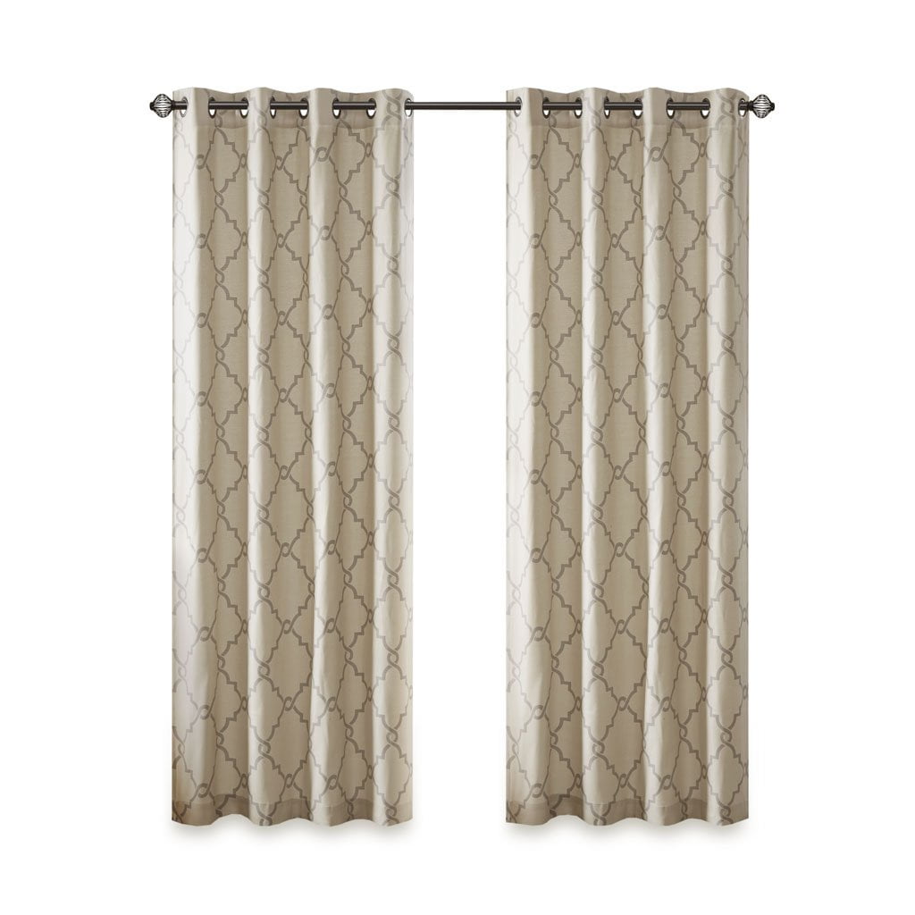 Gracie Mills Ondine Scroll Geometric Fretwork Grommet Window Curtain ...