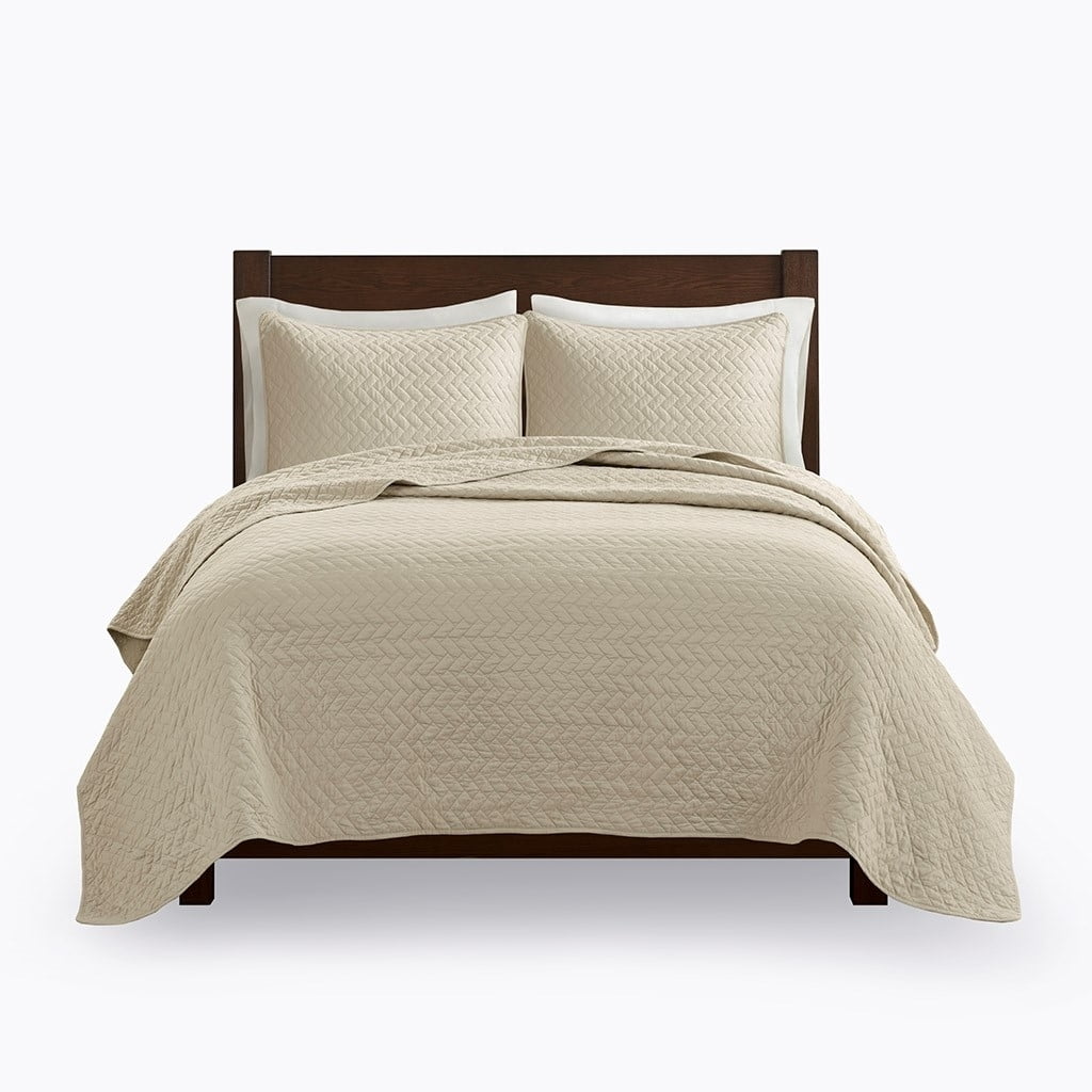 Gracie Mills Ria Solid Oversized Herringbone Quilt Set - GRACE-1307 ...
