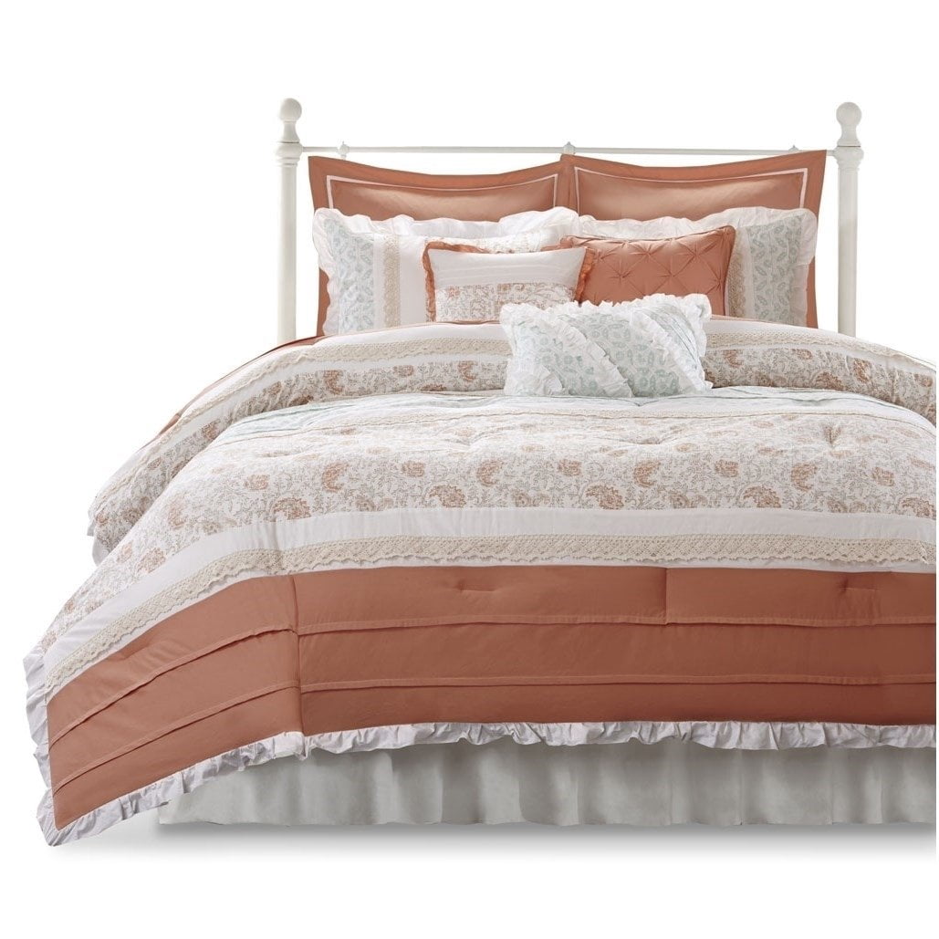 Gracie Mills Singleton 9-Piece Cotton Percale Comforter Set with ...