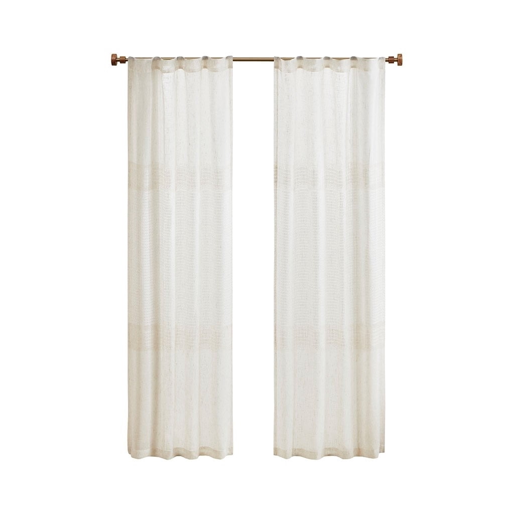 Gracie Mills Theron Lightweight Lined Yarn Dye Sheer Window Panel Pair ...